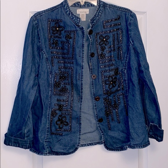 Hannah | Jackets & Coats | Hannah Denim Jacket With Black Sequence ...